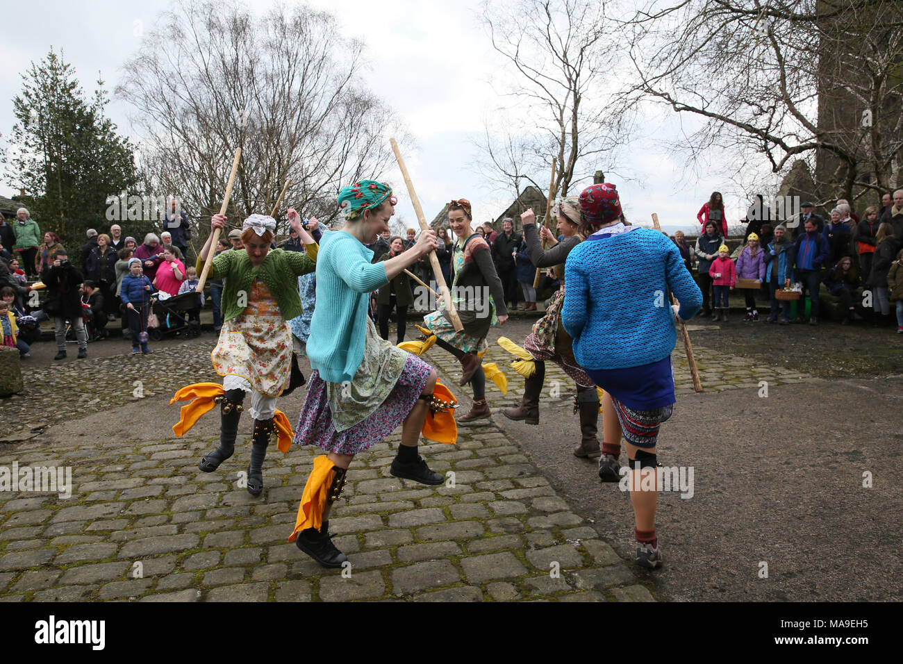 Heptonstall, UK. 30th March, 2018. Female Morris Dancers in Weavers ...