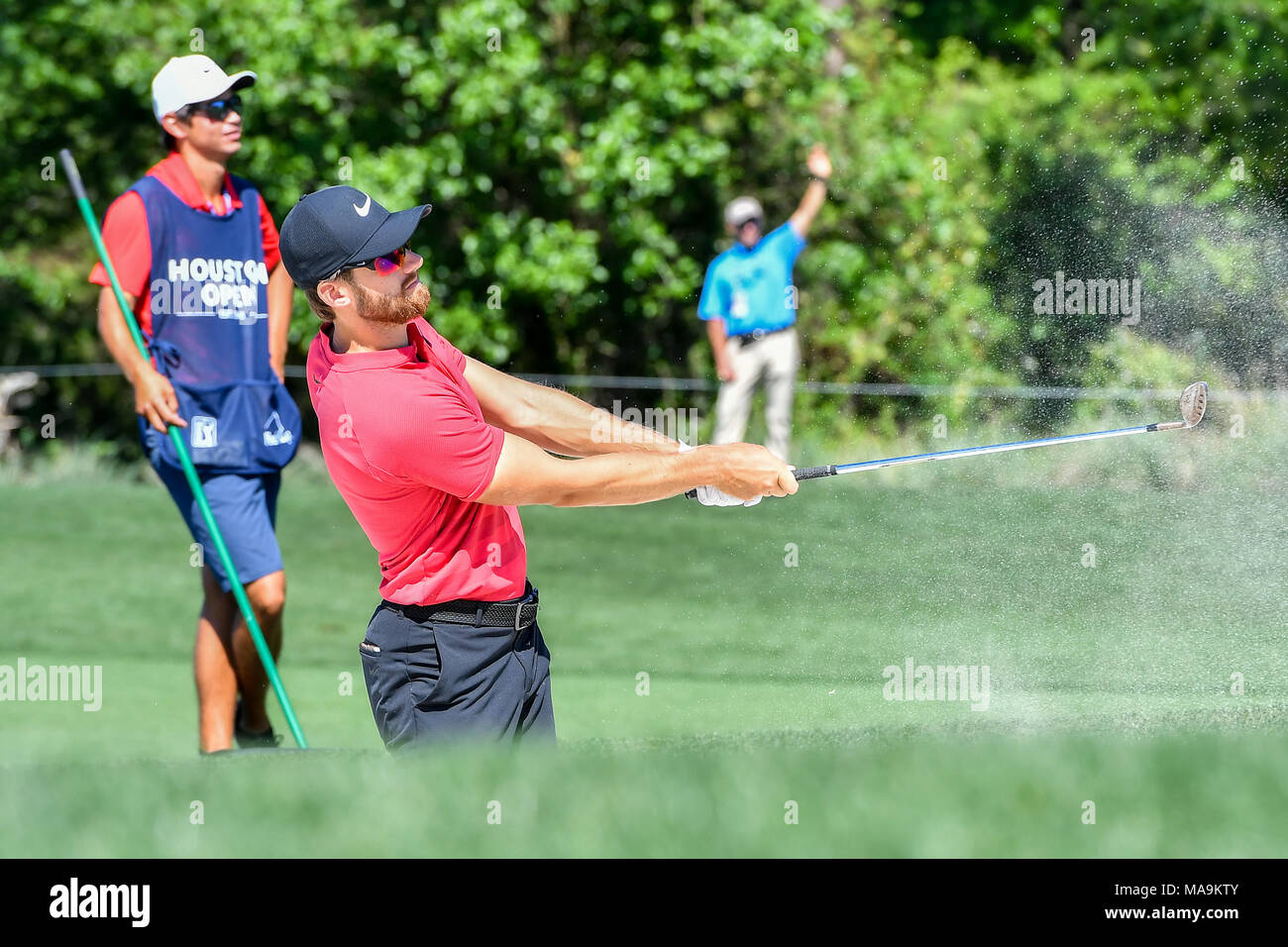 Humble, Texas, USA. 30th Mar, 2018. Patrick Rodgers blast out of a trap ...