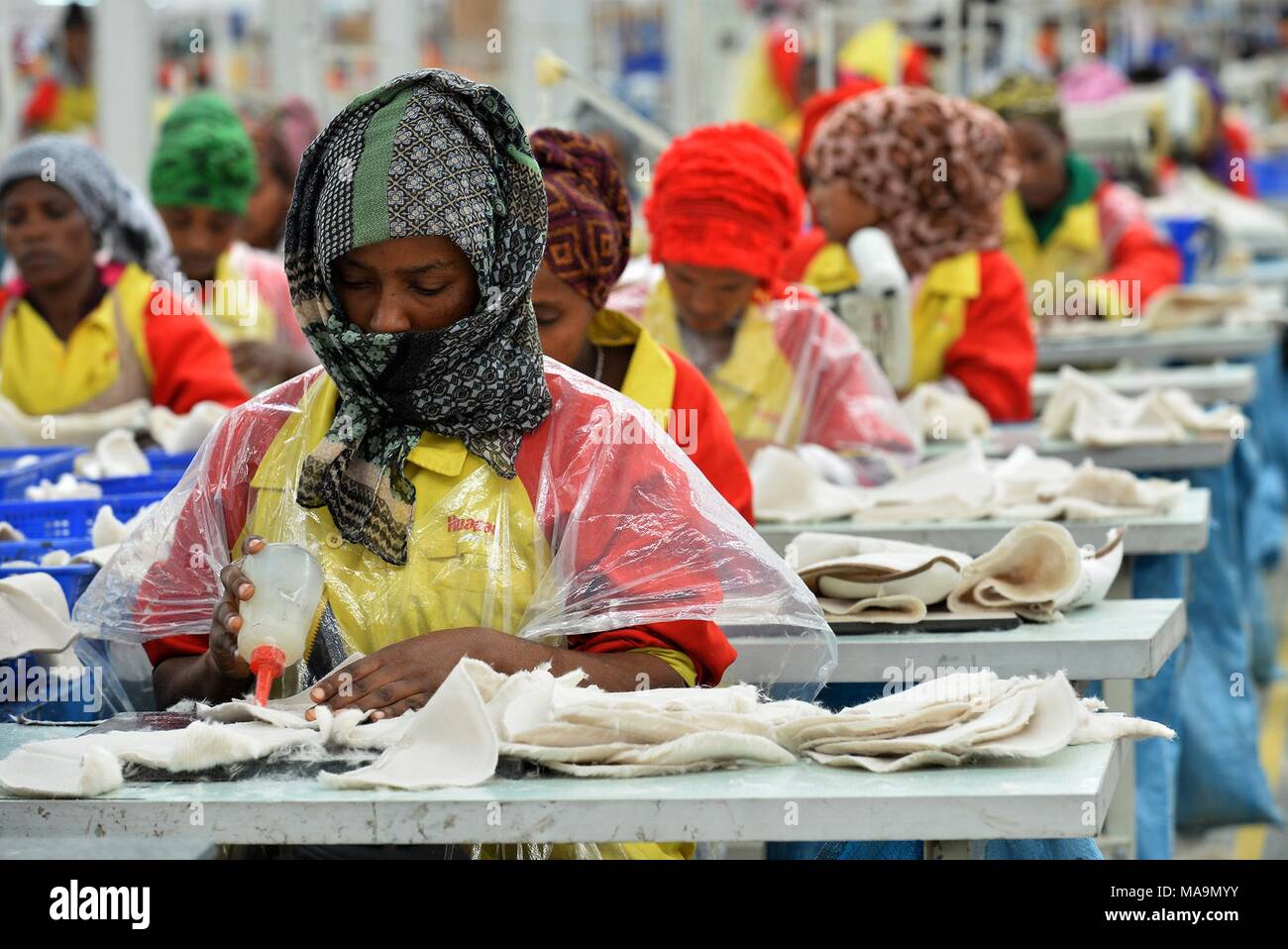 Beijing, Ethiopia. 19th July, 2017. Laborers work at Huajian factory ...