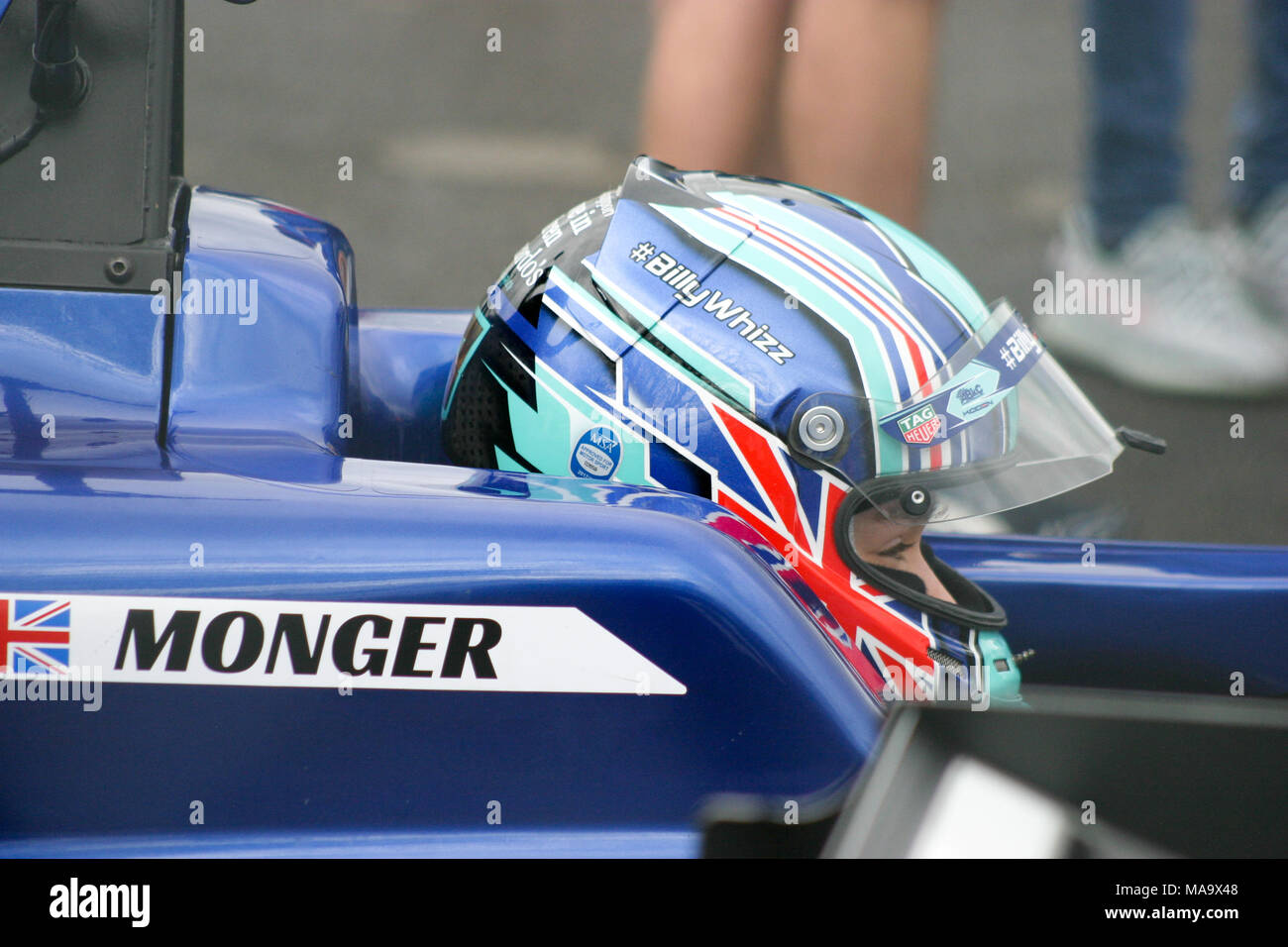 Cheshire, UK, 31 Mar 2018. 18 year old Billy Monger racing at Oulton ...