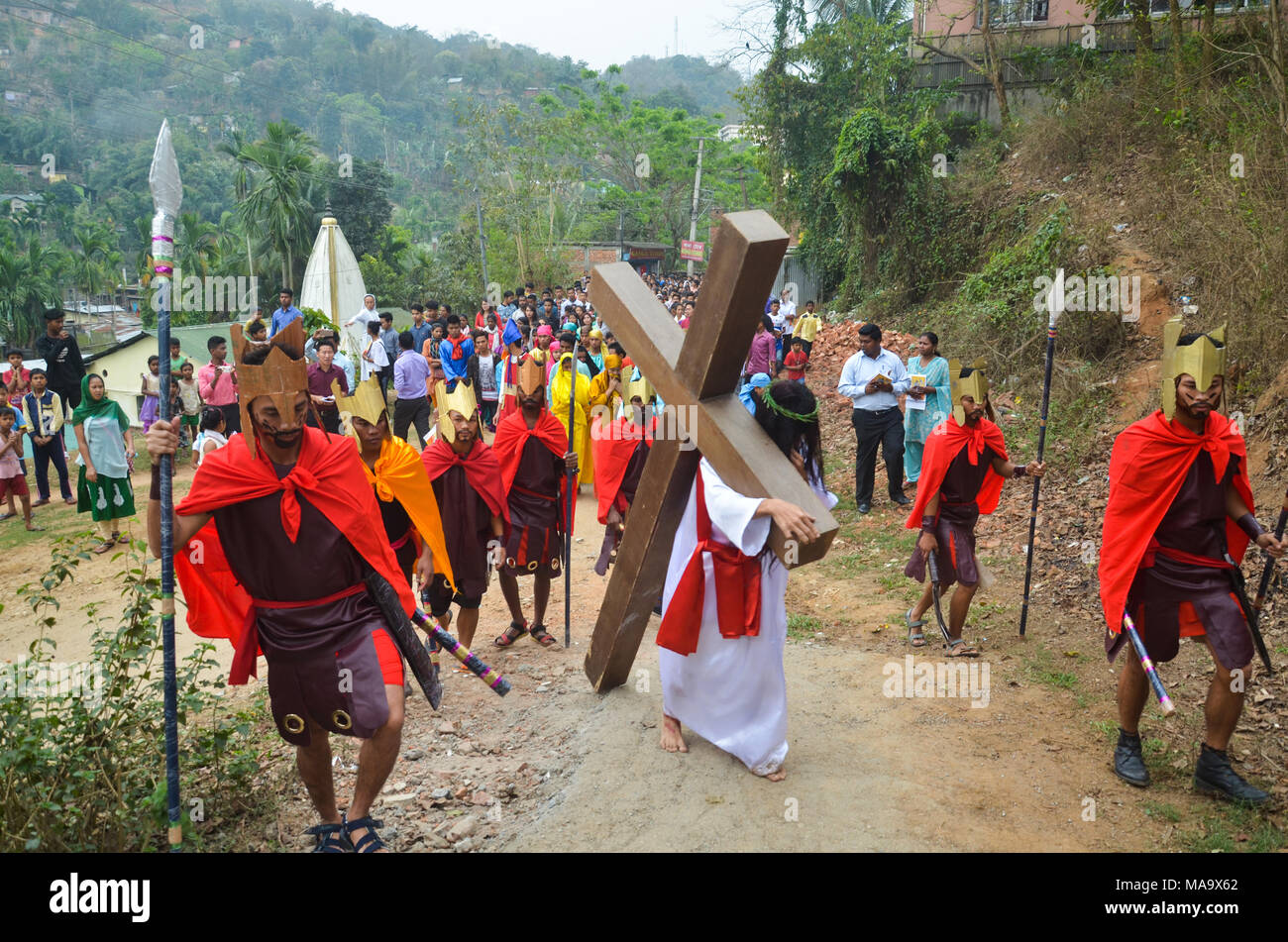 Good Friday procession, Guwahati, Assam, India. 30th March 2018. A ...