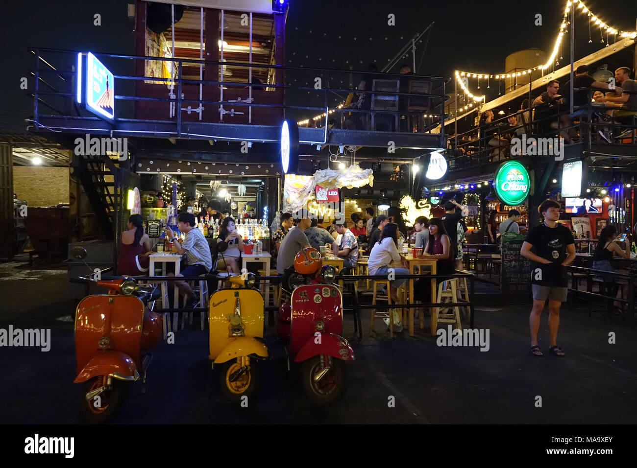 24 February 2018, Thailand, Bangkok: The bars of the Rod Fai Market in ...