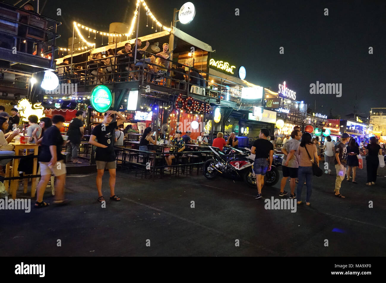 24 February 2018, Thailand, Bangkok: The bars of the Rod Fai Market in ...