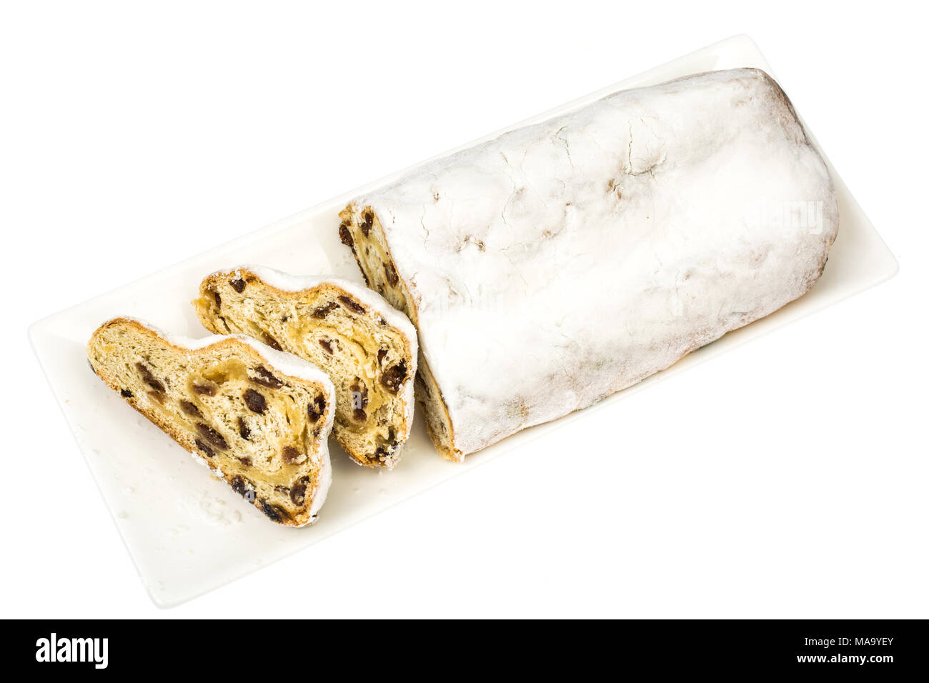 Traditional Christmas Stollen on white background. Studio Photo Stock ...