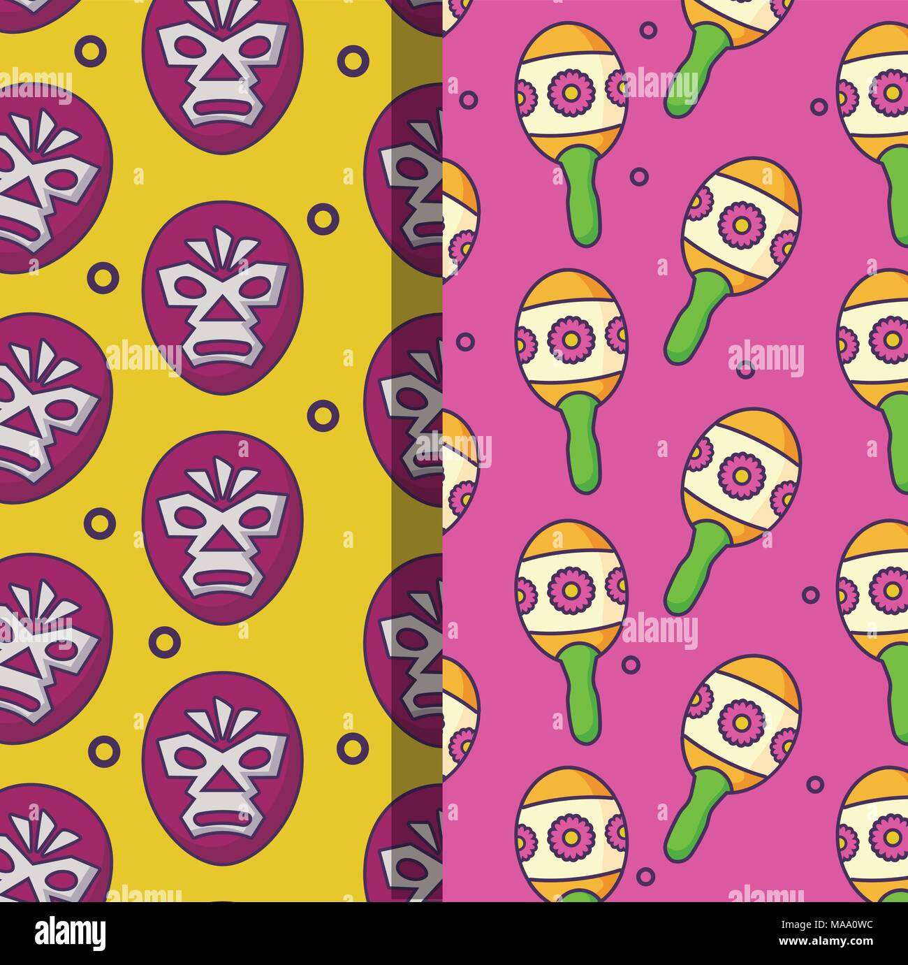 Patterns of wrestling and maracas, colorful design. vector illustration ...