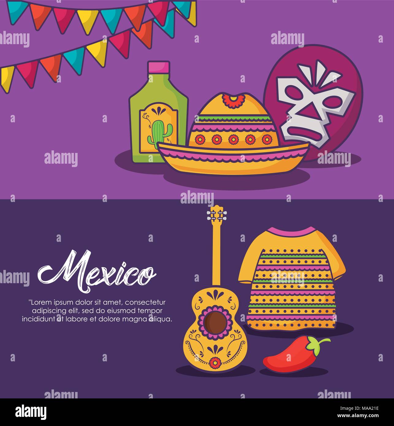 Infographic of viva mexico concept with mexican hat and ponche over ...