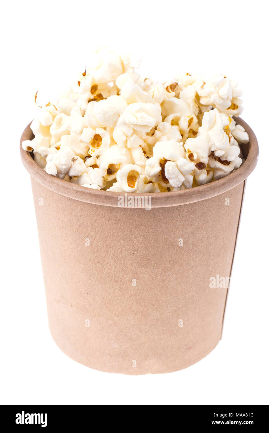 Popcorn in brown paper cup. Studio Photo Stock Photo - Alamy