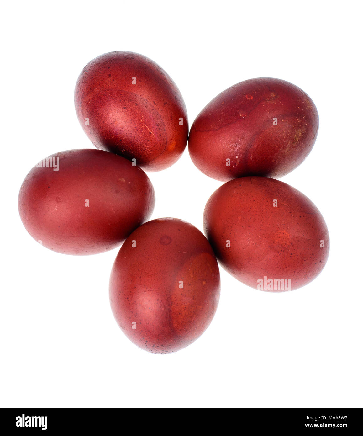 Red painted eggs as symbol of the holiday of Easter. Studio Photo Stock ...