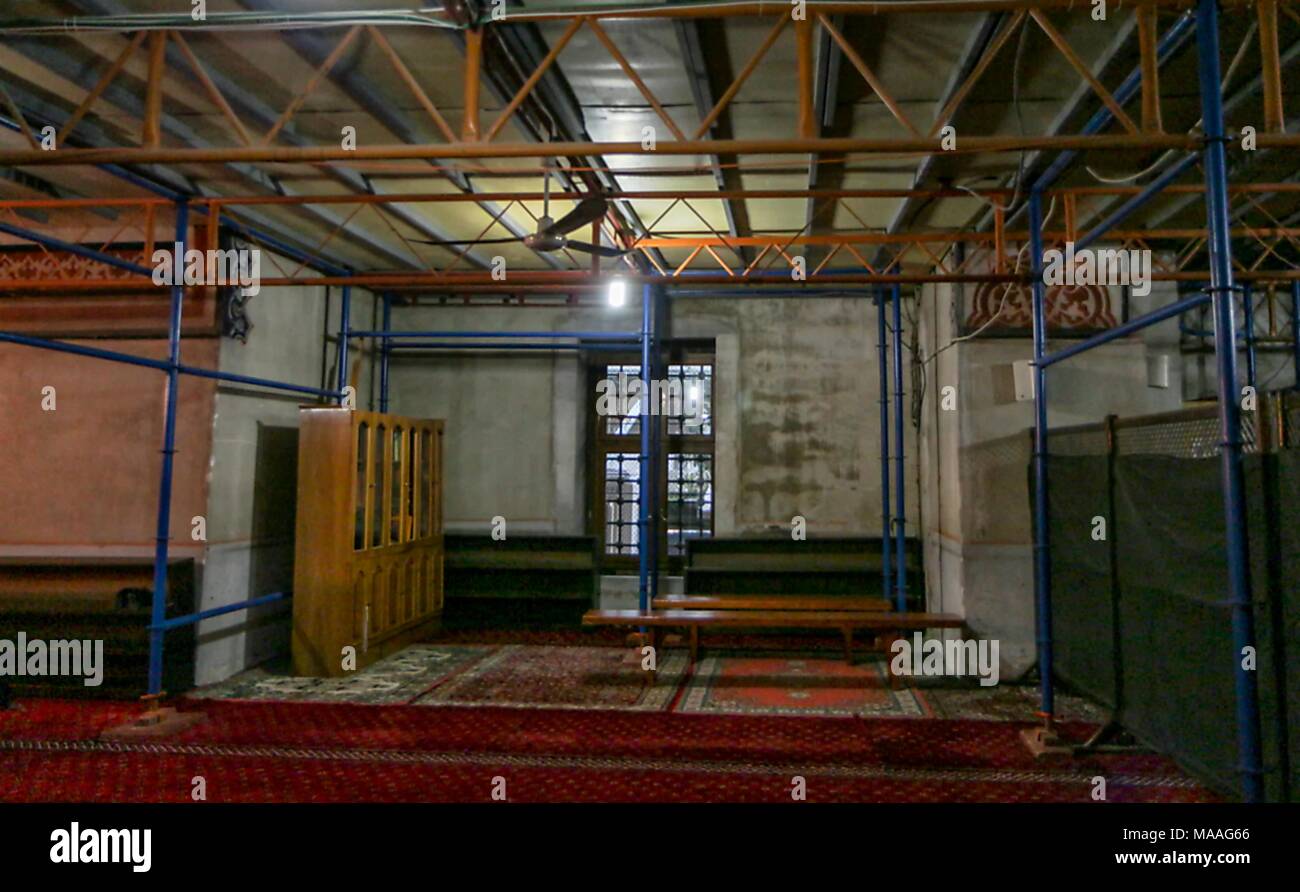 Inside renovation with construction scaffolding of the Beyazit Mosque ...
