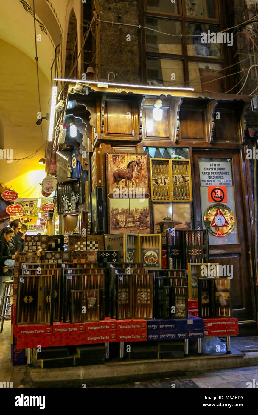 Turkish storefront with a large number of backgammon tables, Egyptian ...