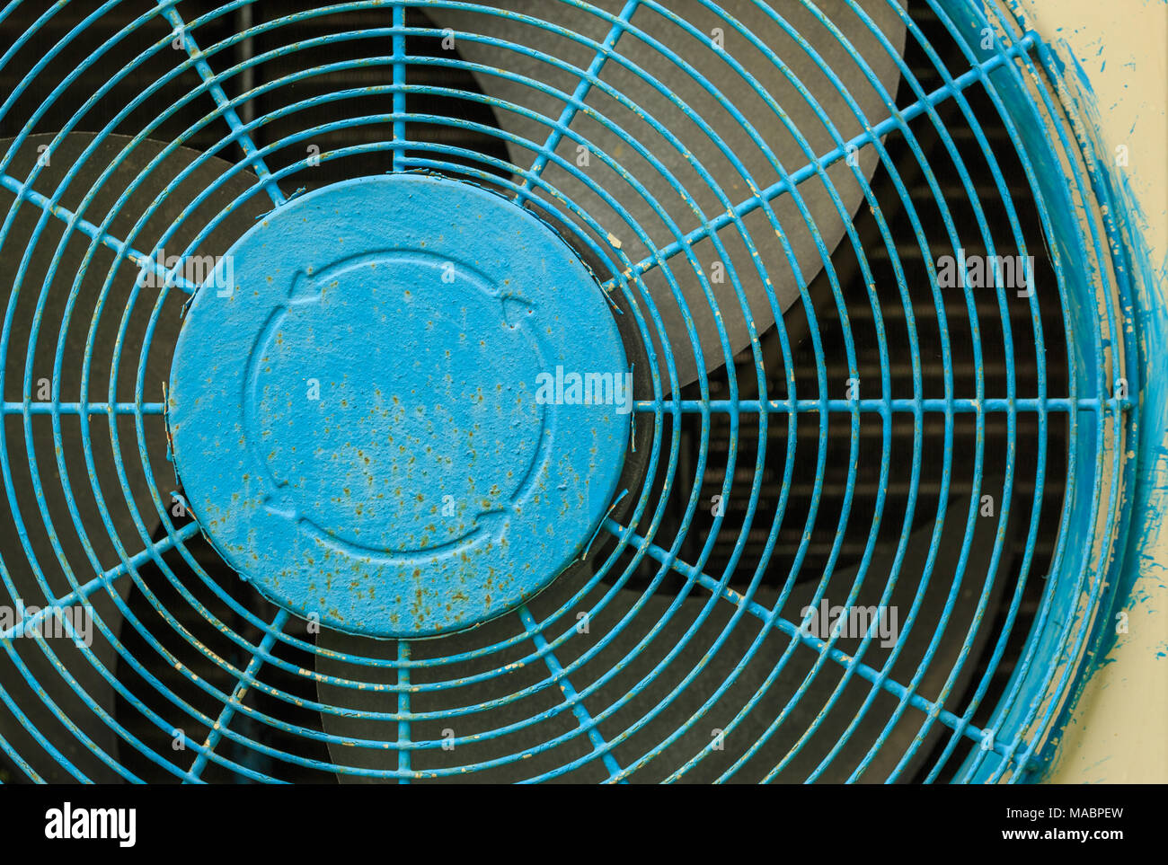 Close up old blue Grate of Air Compressor Stock Photo - Alamy