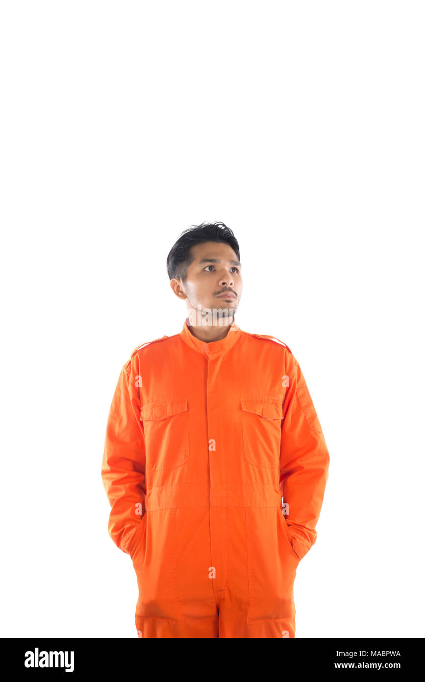 Prisoner man isolated on white background Stock Photo - Alamy