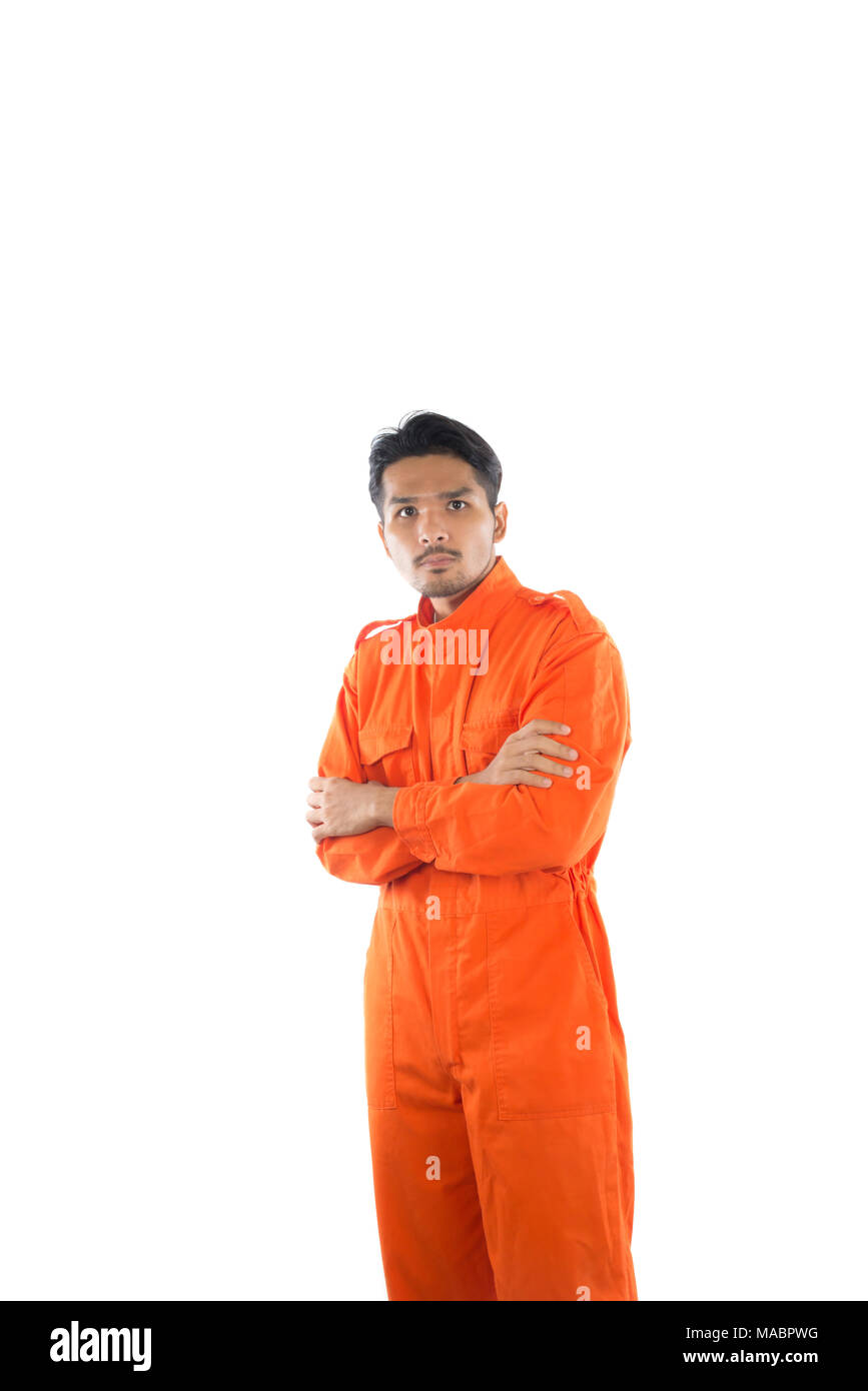 Prisoner man isolated on white background Stock Photo - Alamy