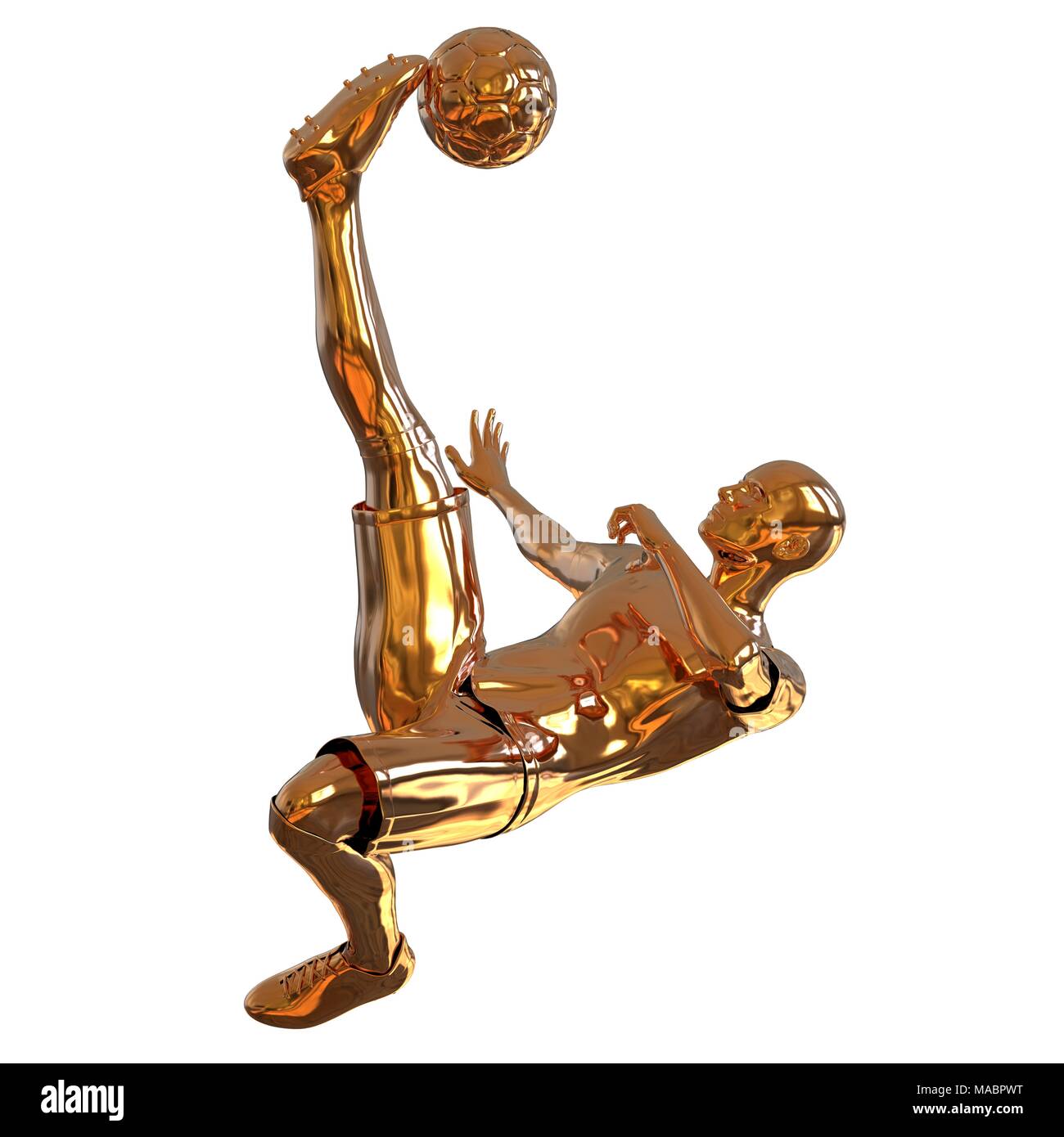 3D illustration soccer football player of gold isolated on white Stock ...