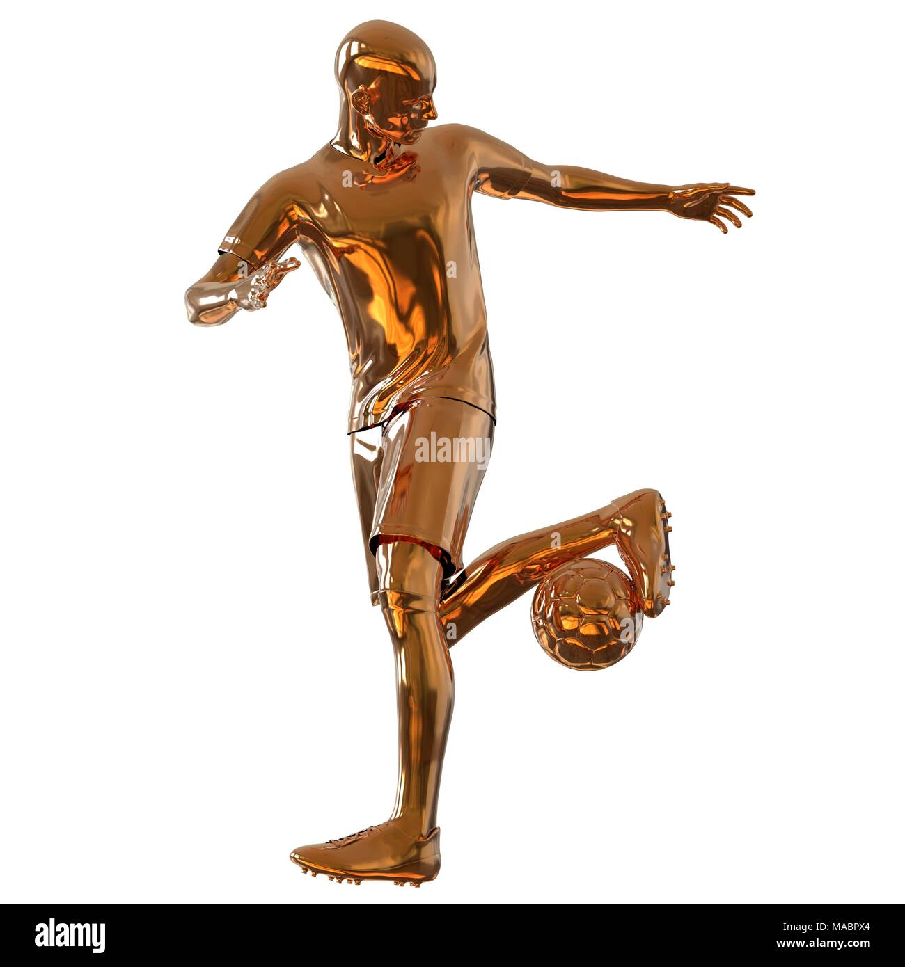 3D illustration soccer football player of gold isolated on white Stock ...