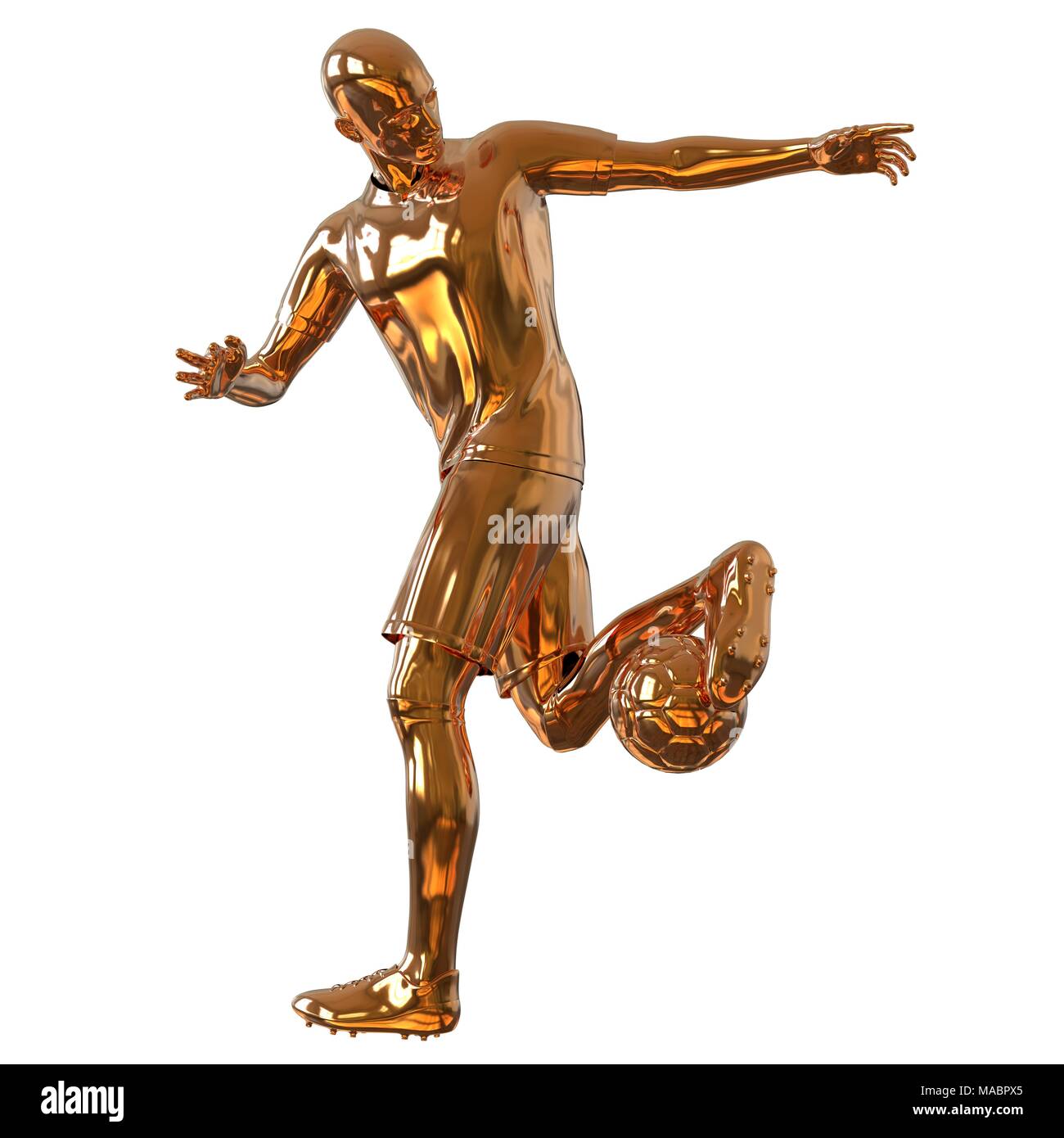 3D illustration soccer football player of gold isolated on white Stock ...