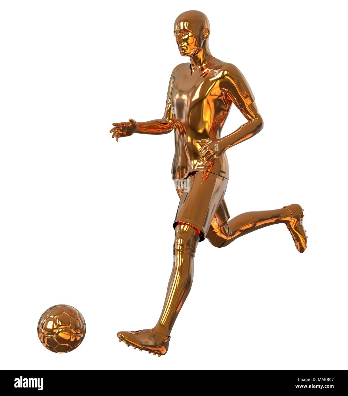 3D illustration soccer football player of gold isolated on white Stock ...