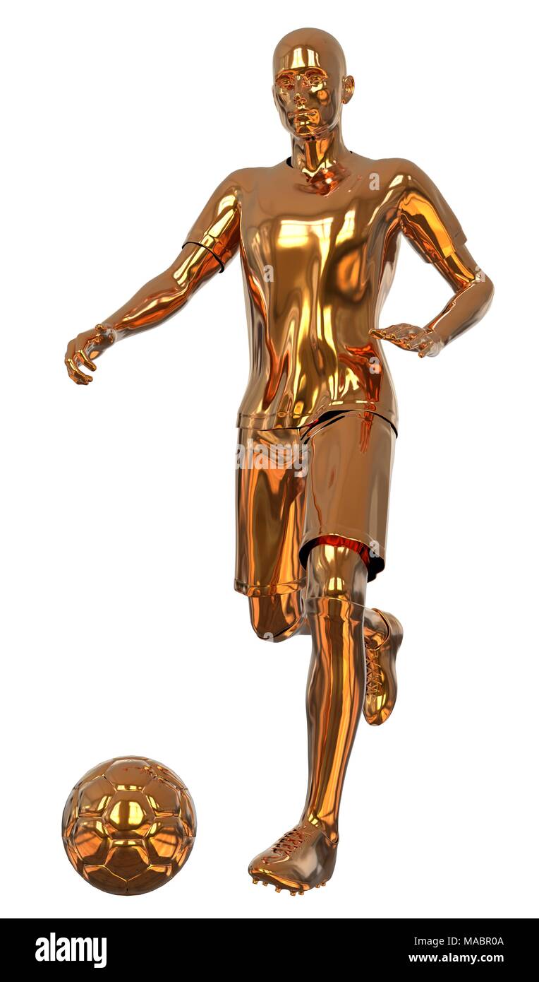 3D illustration soccer football player of gold isolated on white Stock ...