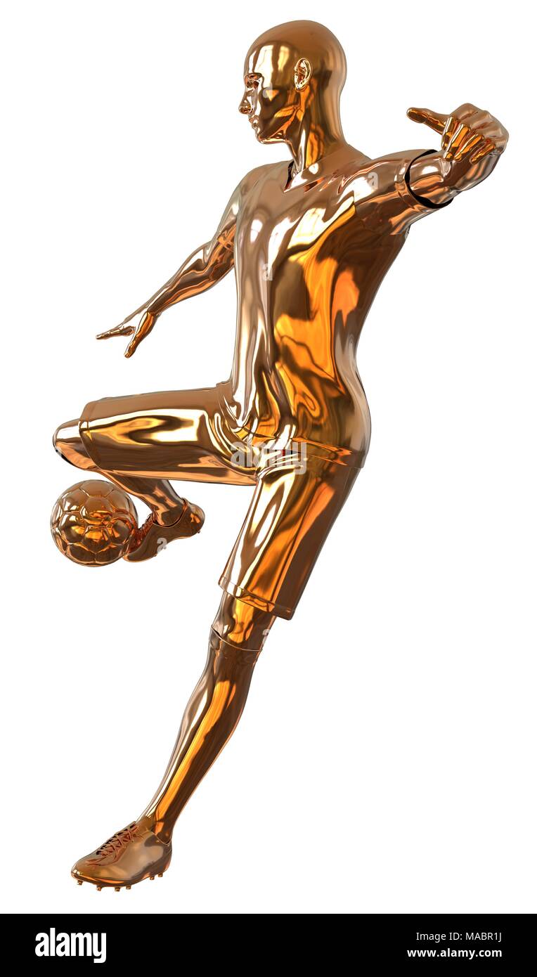 3D illustration soccer football player of gold isolated on white Stock ...