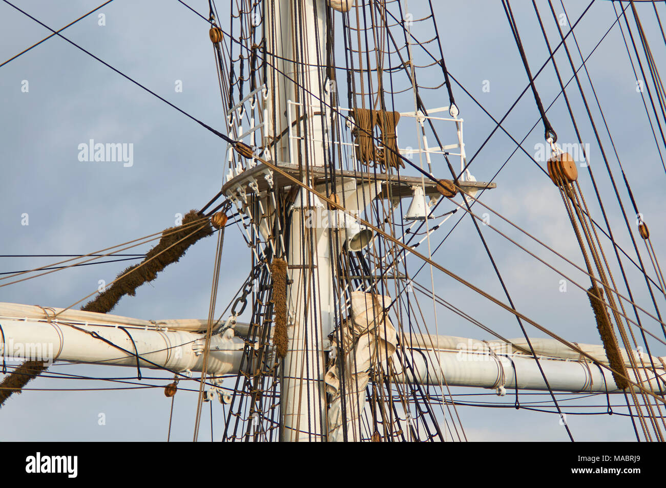 Detail of the Rigging of a Square Rigged Tall Ship Sailing Vessel ...