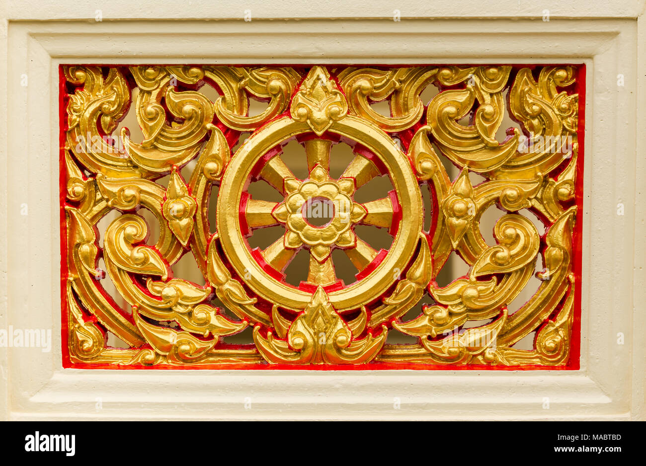 Traditional Thai style pattern decorative temple wall in Thailand Stock ...