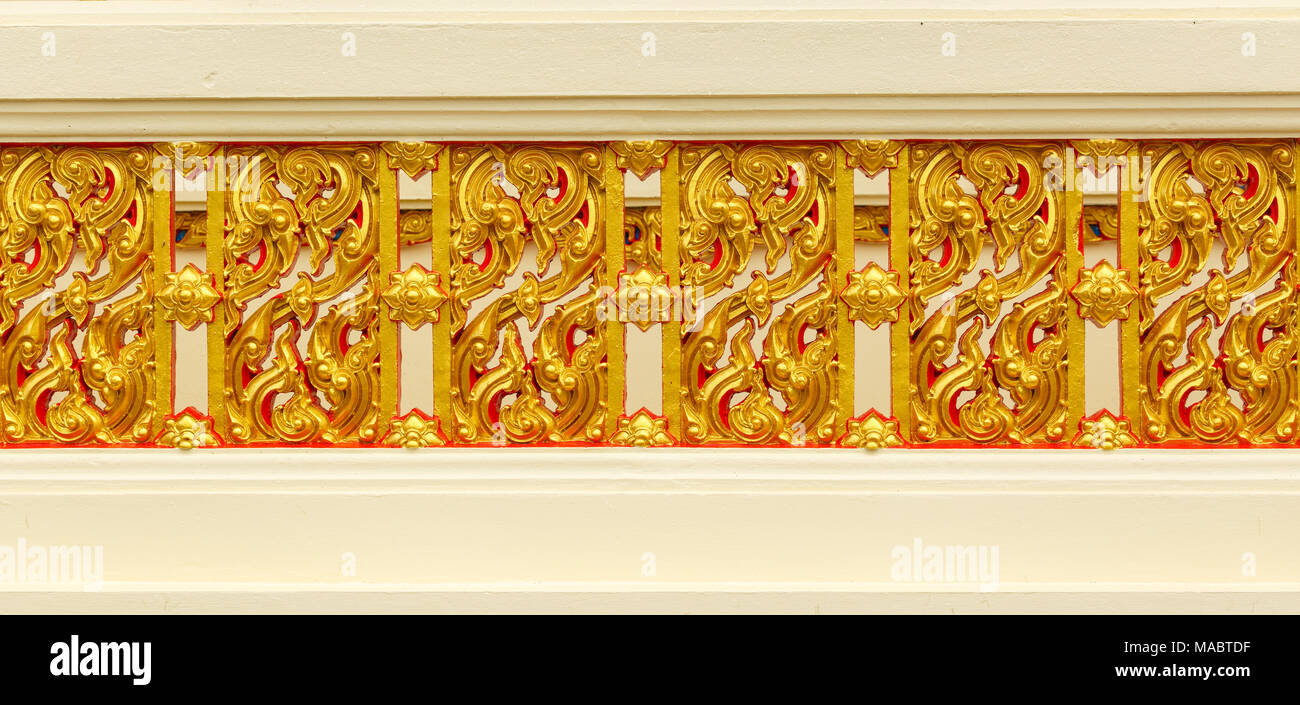 Traditional Thai style pattern decorative temple wall in Thailand Stock ...