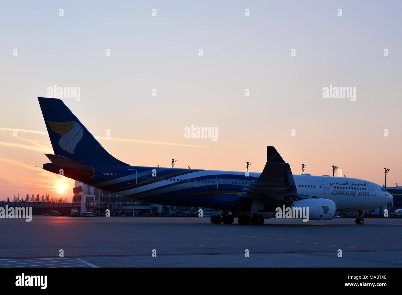 Oman Air, Airbus, A330-200, A330, 200, Aircraft, Sun, Sunset, Sunrise ...