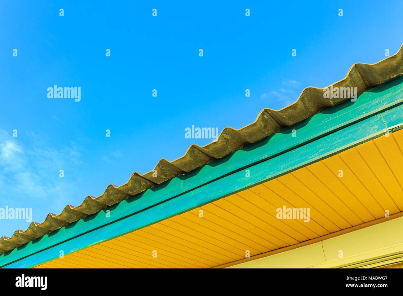Colorful roof with blue sky background Stock Photo - Alamy