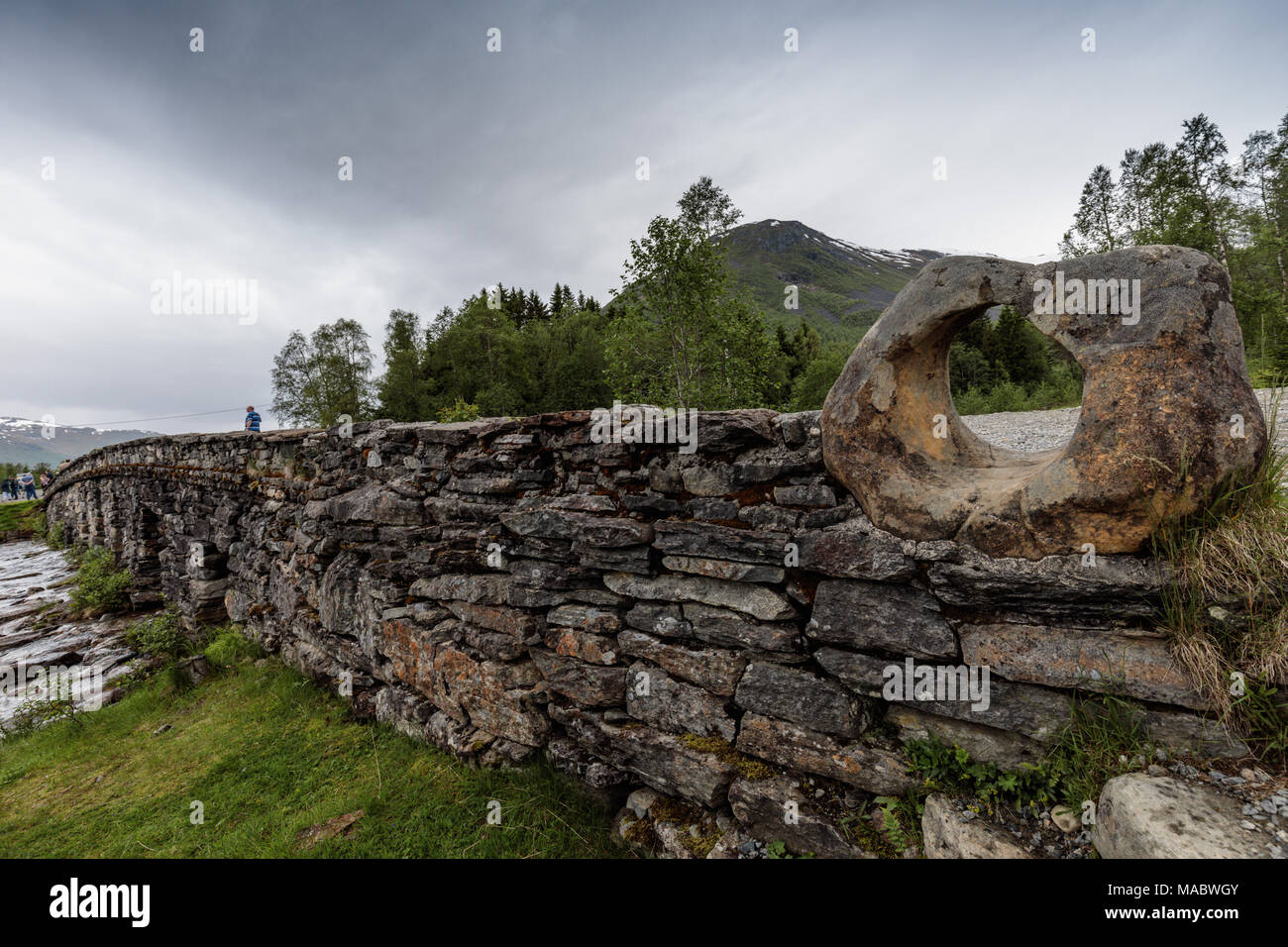 The Hornindal Bridge is an old stone arch bridge near Hellesylt, Norway ...