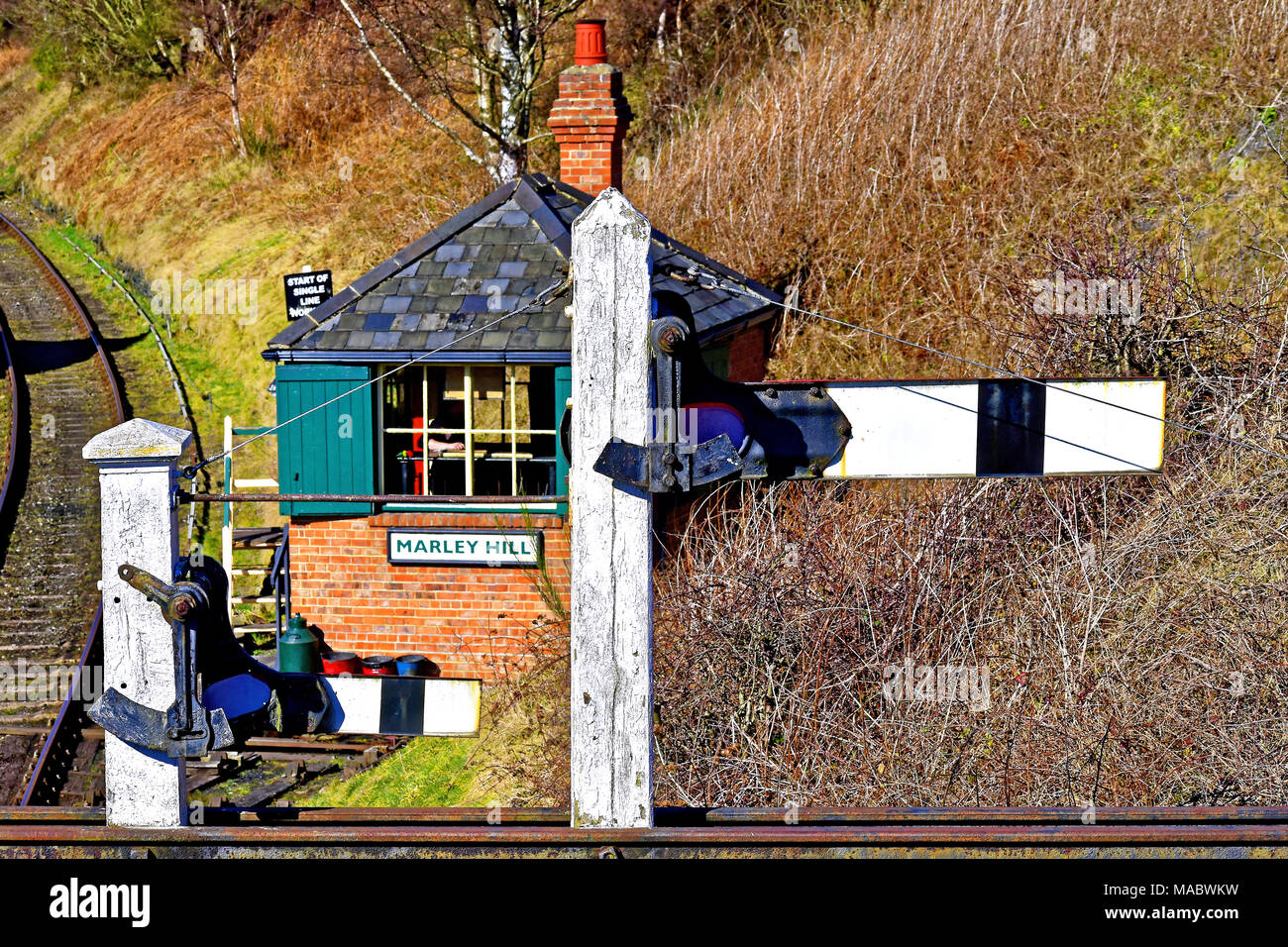 Marley Hill signal box at Tanfield Railway Museum Stock Photo - Alamy