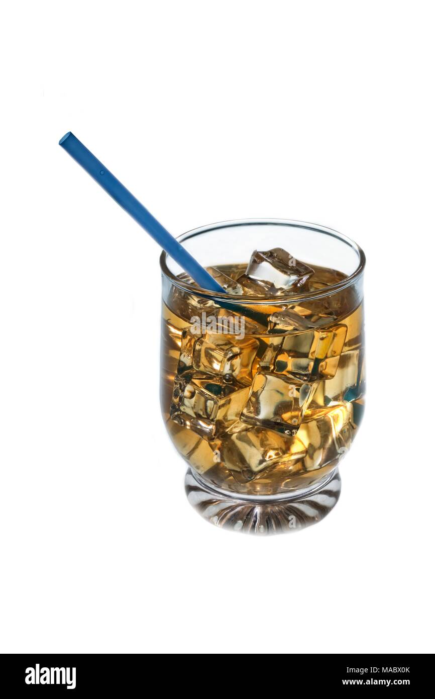 Cocktail with ice cubes isolated on white Stock Photo - Alamy