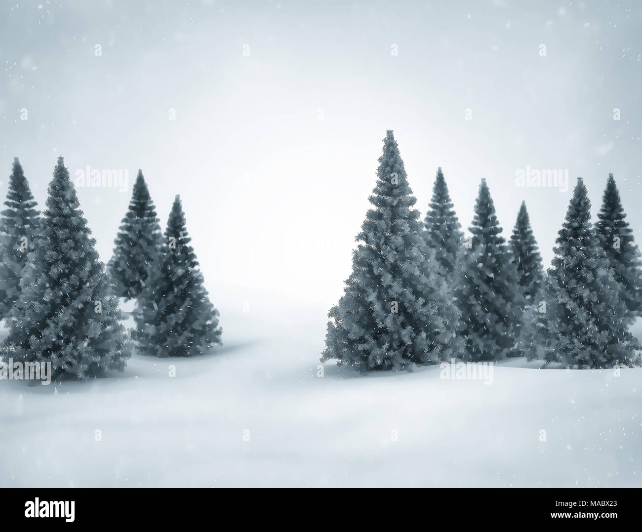 Christmas winter scene landscape eith falling snow Stock Photo - Alamy