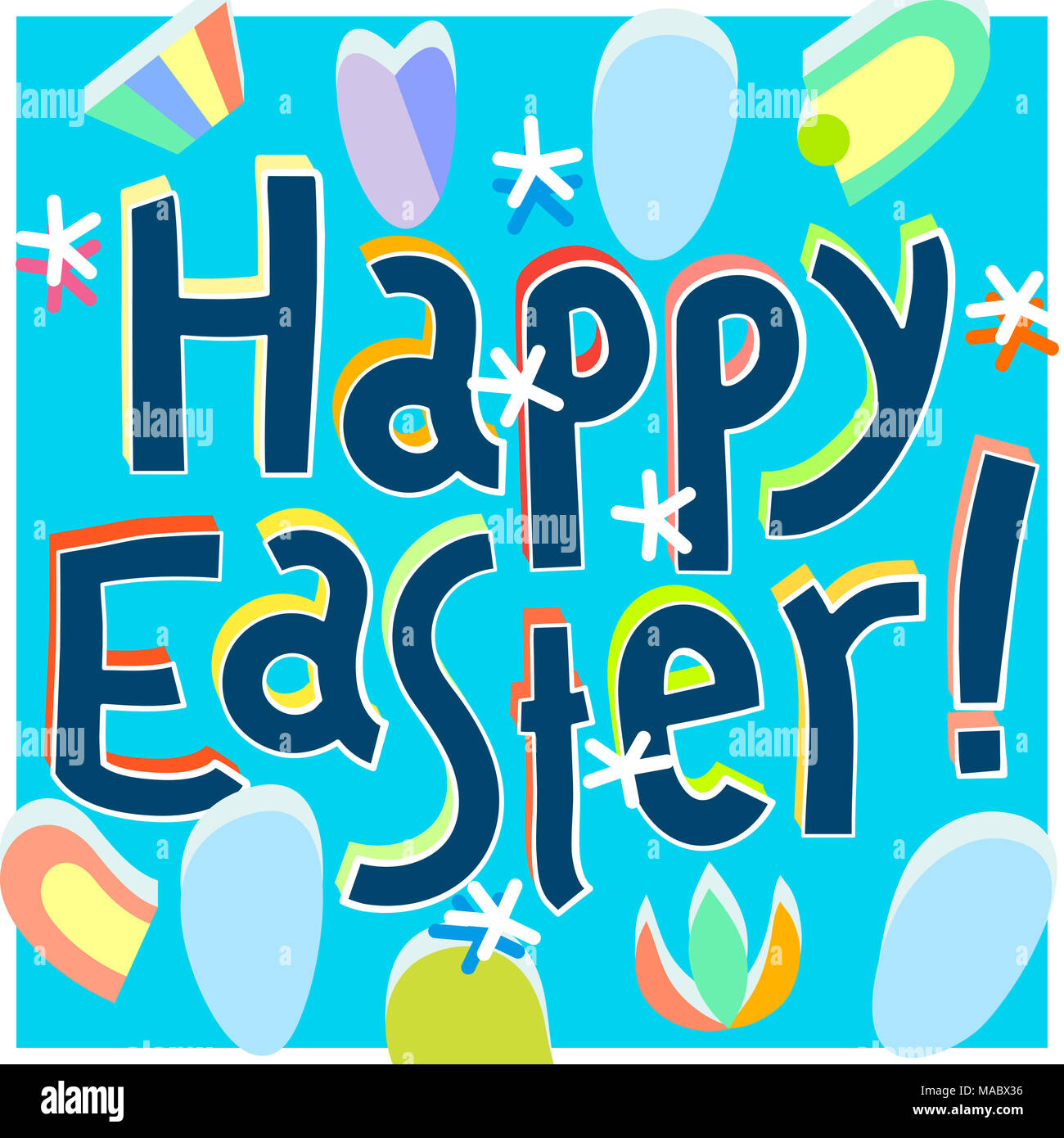 Happy Easter greeting card design template. Happy Easter headline hand ...