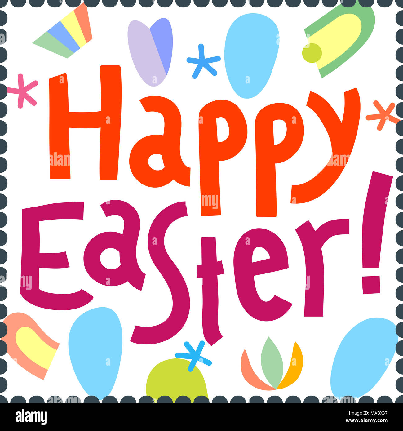Happy Easter greeting card design template. Happy Easter headline hand ...