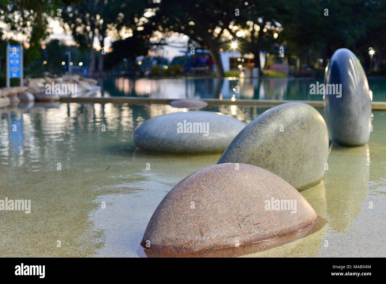The bottom lagoon pool at sunset at Riverway, Townsville, Queensland ...