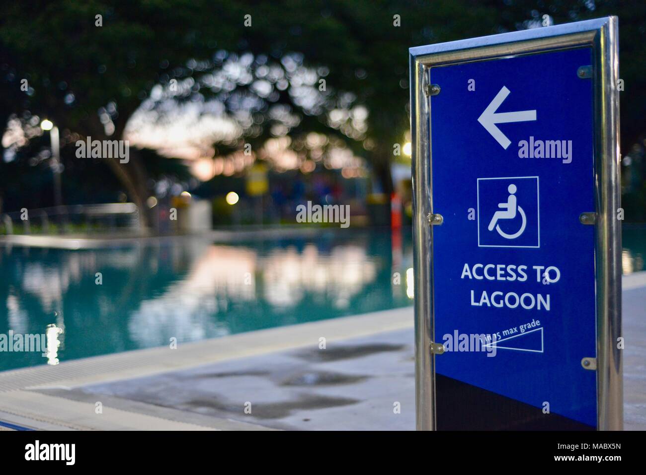 The bottom lagoon pool at sunset at Riverway, Townsville, Queensland ...