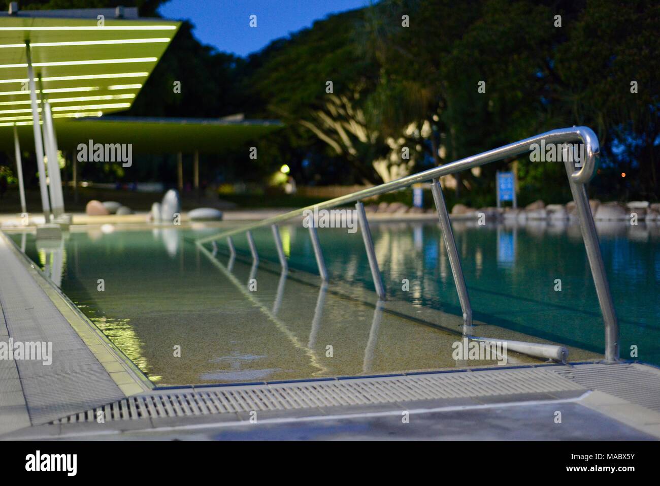 The bottom lagoon pool at sunset at Riverway, Townsville, Queensland ...