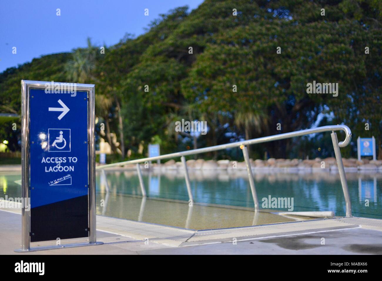The bottom lagoon pool at sunset at Riverway, Townsville, Queensland ...