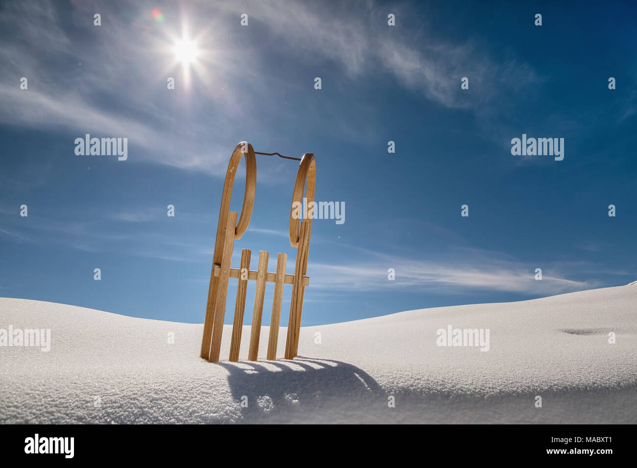 traditional sledge in snow-covered landscape Stock Photo - Alamy