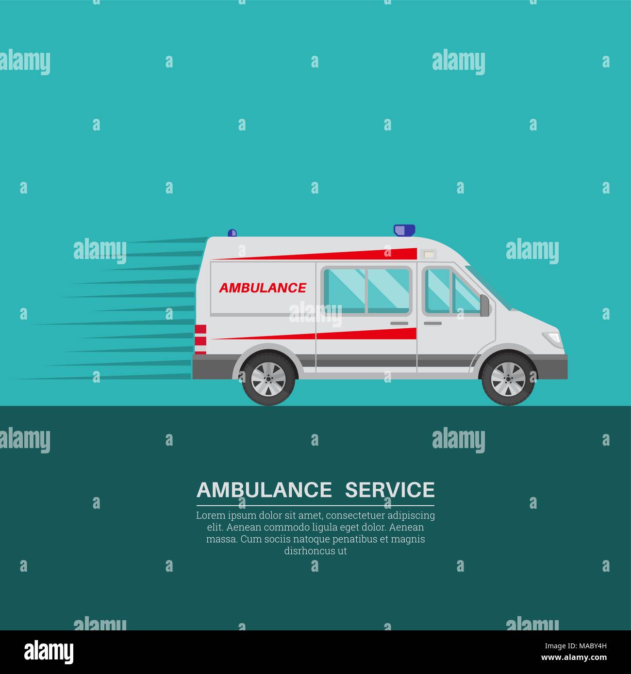 Ambulance car with a banner for the text. Resuscitation vehicle. Car of ...