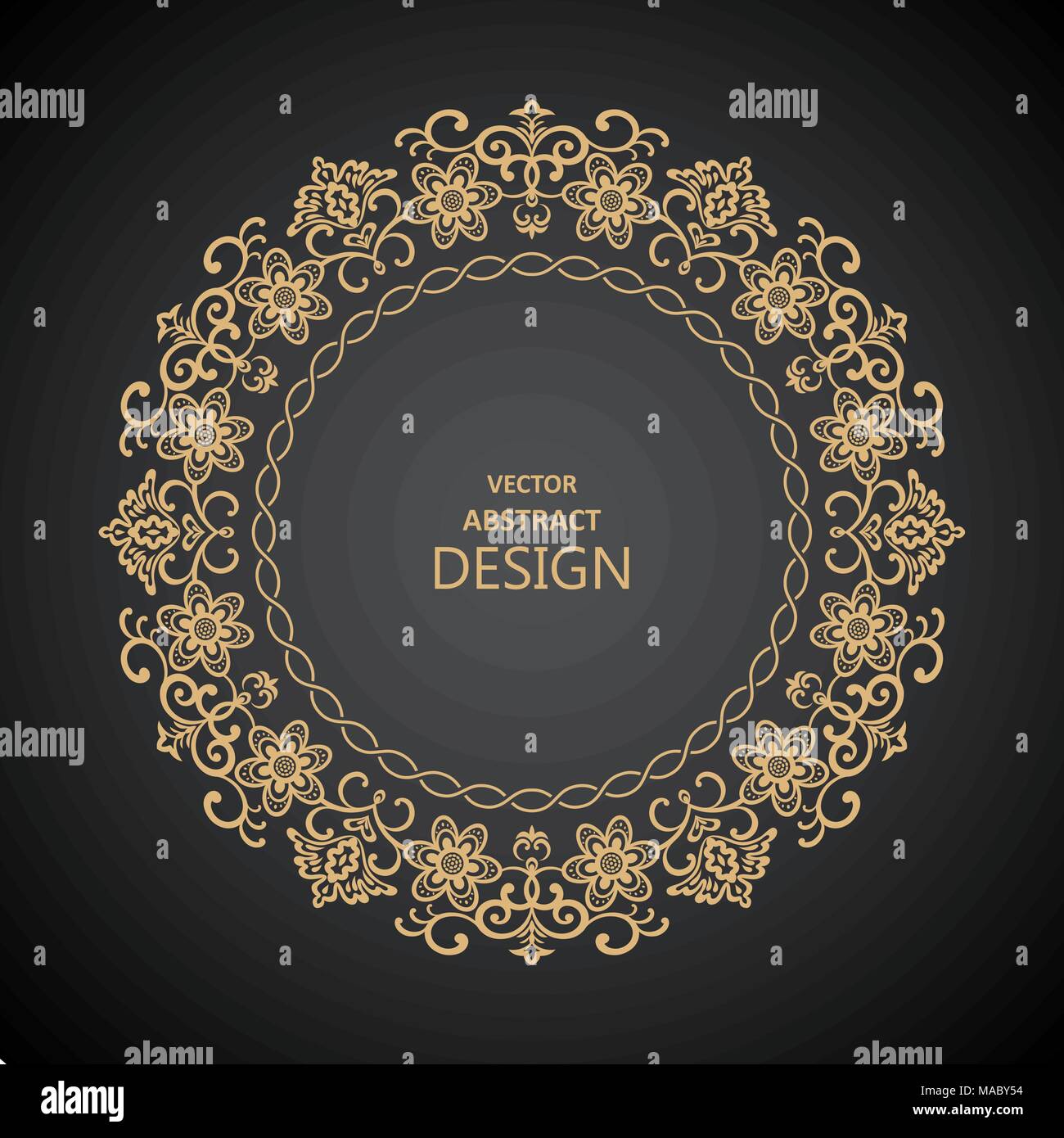 Circular baroque pattern. Round floral ornament. Vintage frame ...