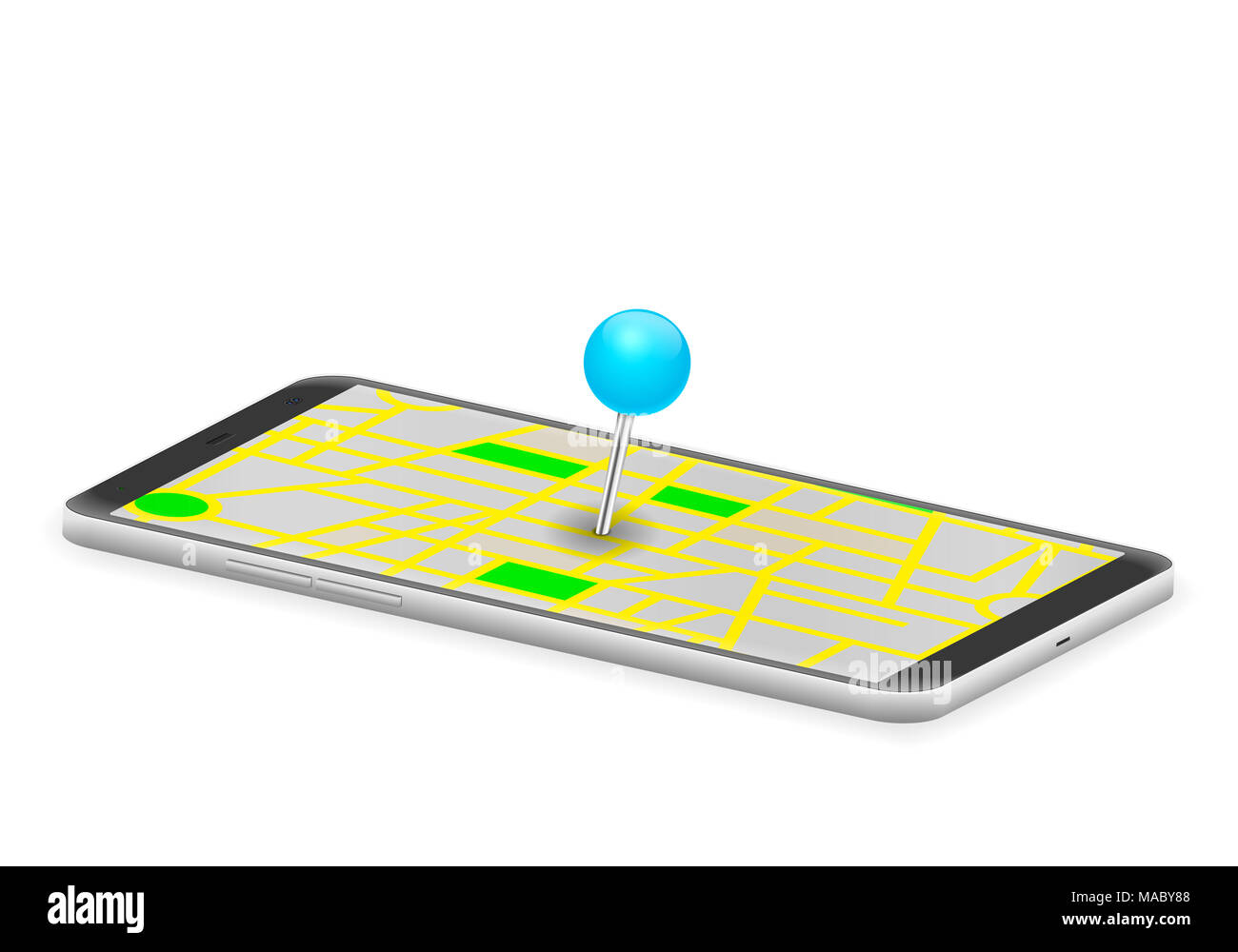 Smart phone with map on a white background Stock Photo - Alamy