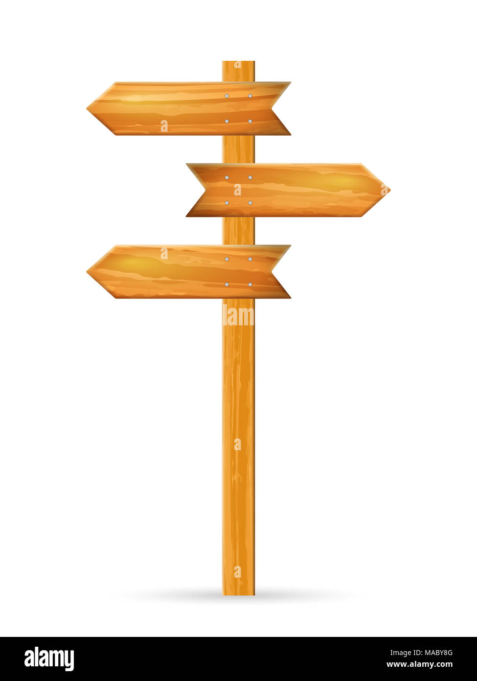 Wooden sign post on a white background Stock Photo - Alamy