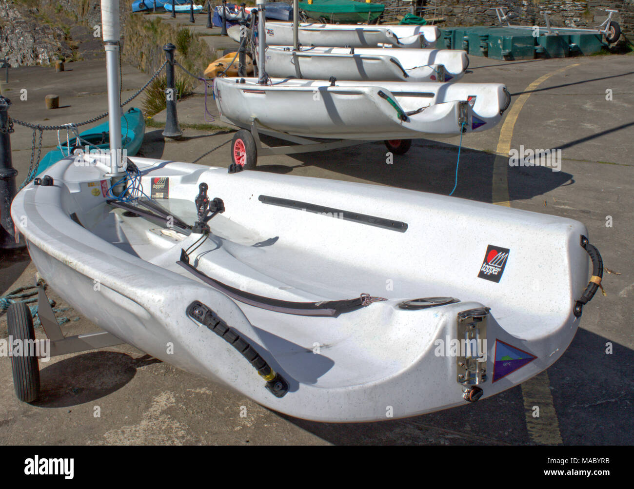 Topaz sailing dinghy's lined ready to go in the water at the yacht club ...