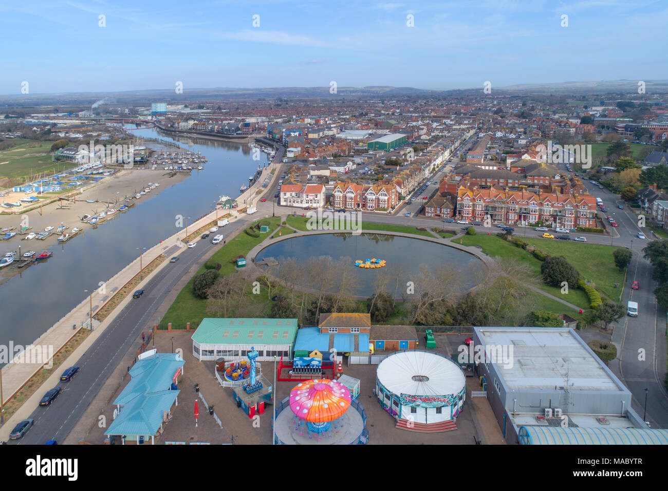 aerial views of littlehampton and the river arun taken by drone Stock ...