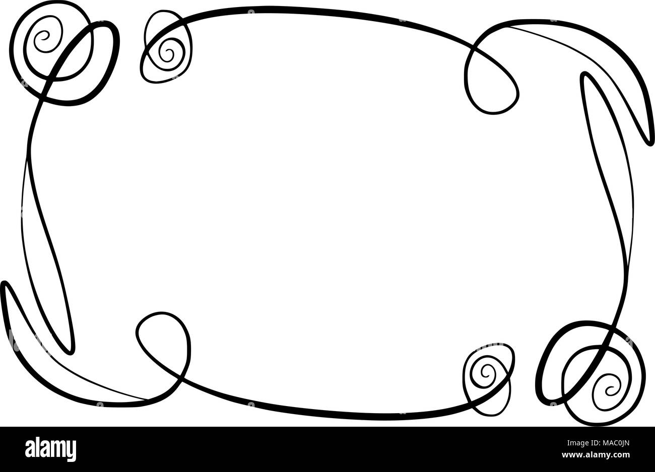 Flourish Vector Frame. Rectangle with squiggles, twirls and ...