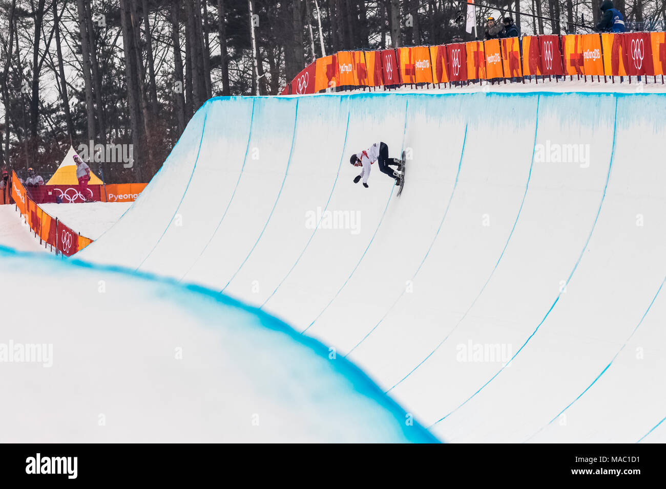 Raibu Katayama (JPN) competing in the Men's Snowboarding Half Pipe at ...
