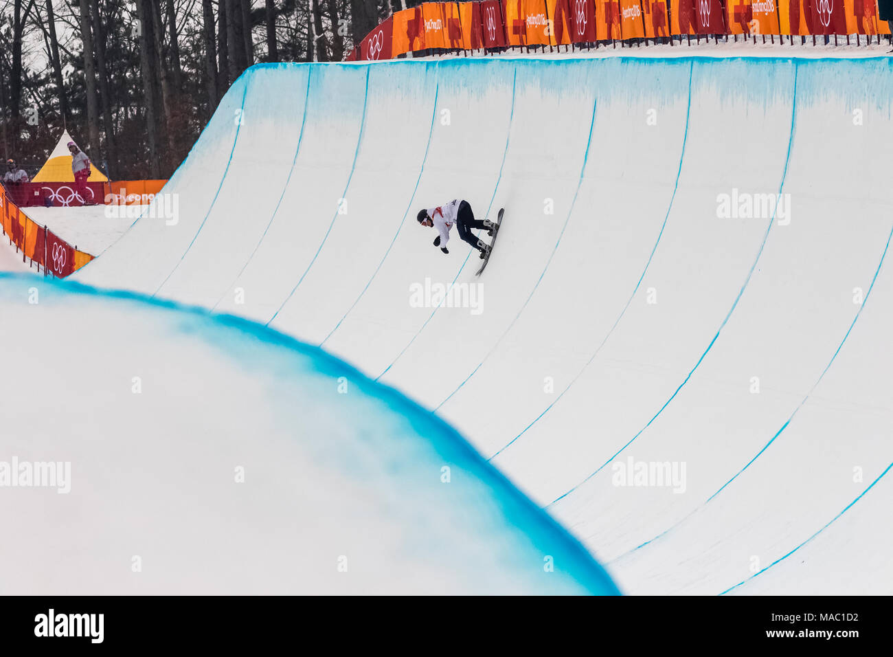 Raibu Katayama (JPN) competing in the Men's Snowboarding Half Pipe at ...
