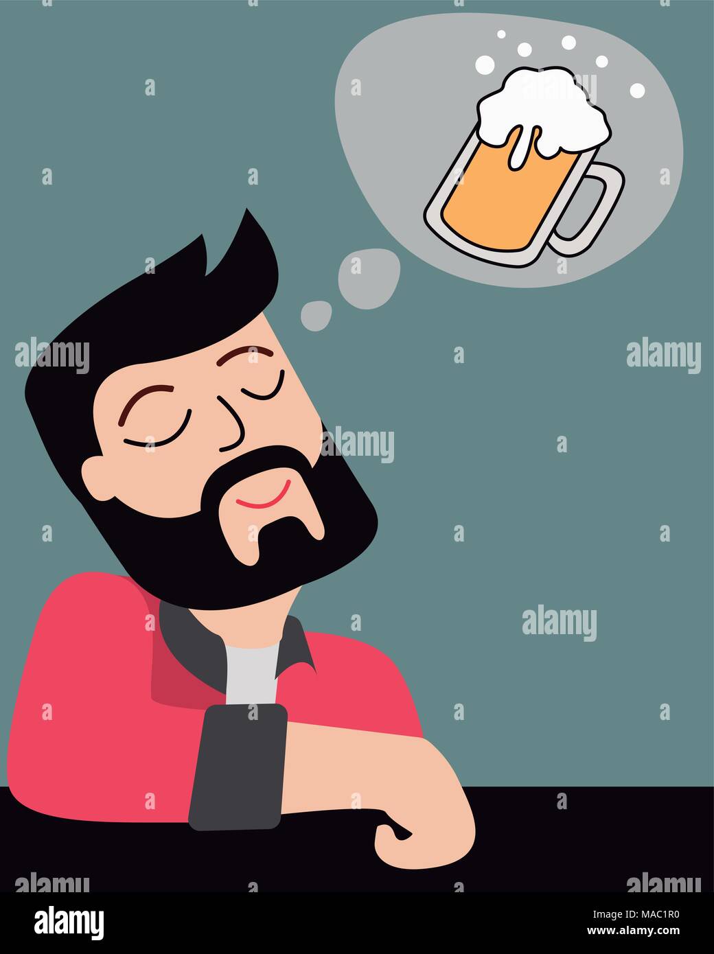 Hand drawn vector illustration or drawing of a cartoon man imagining a ...