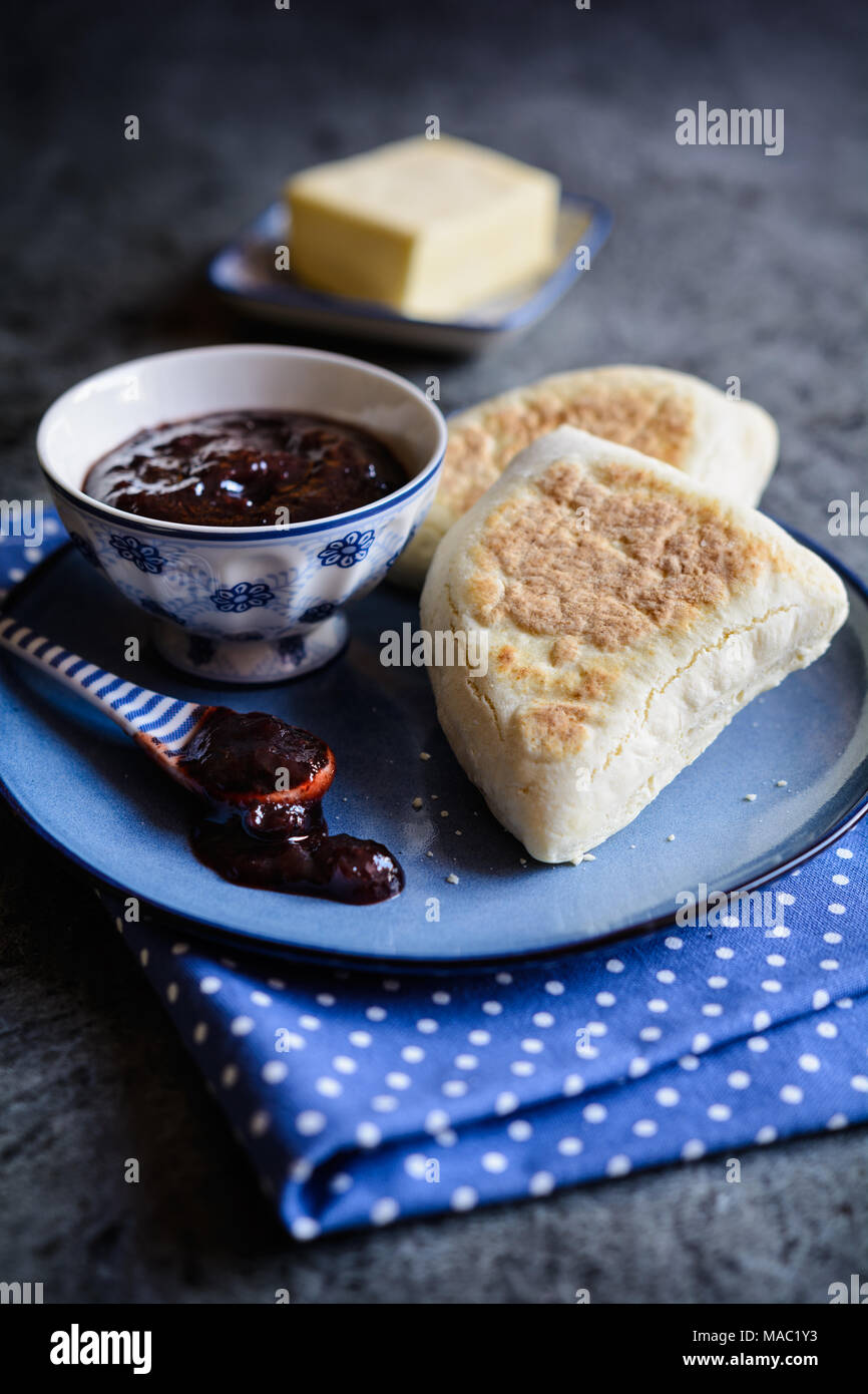 Irish Soda Farls - traditional Irish flatbread served with jam Stock ...